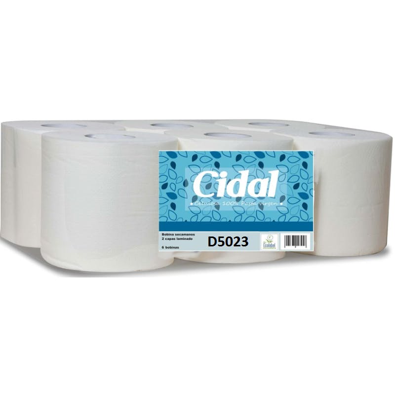 Papel secamanos mecha. Pack 6 rollos Doble capa gofrado Cheminé 840gr de celulosa por rollo. 140 ...