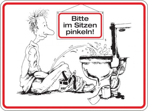 WC-Schild, Bitte im Sitzen pinkeln, 120 x 150 mm - 150x120 mm Folie ...