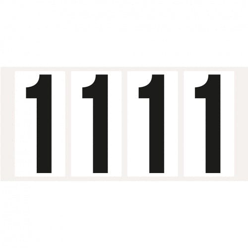 Aufkleber I Ziffer 1, weiß/schwarz, Folie, Schrifthöhe 95mm, 47x98mm ...