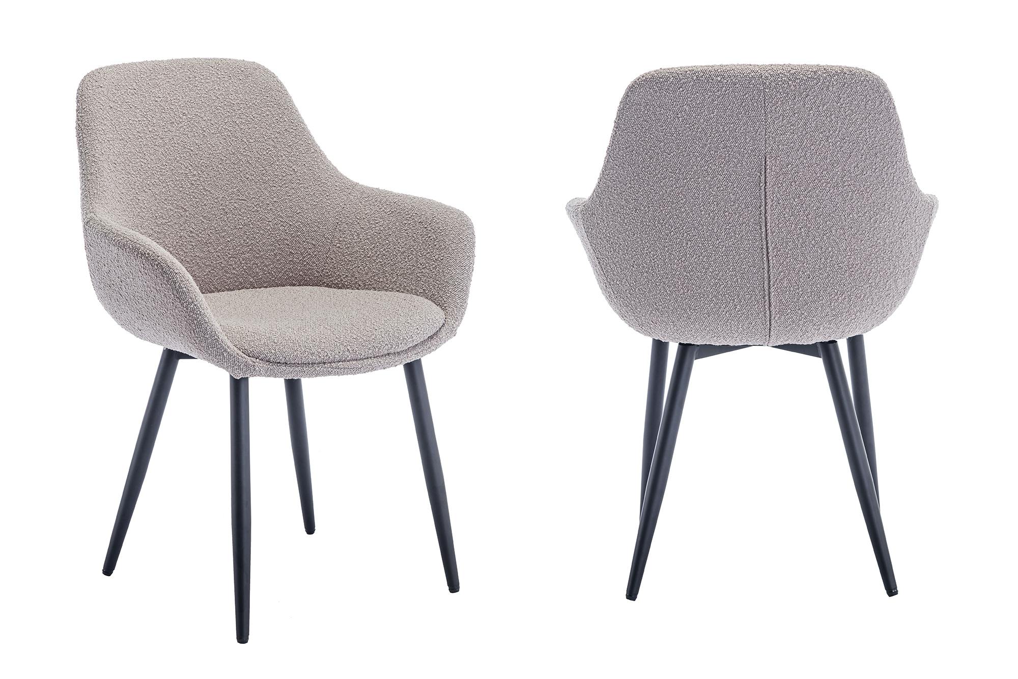 SalesFever 2er Set Armlehnstühle | Bezug Bouclé Stoff | Stuhlbeine ...