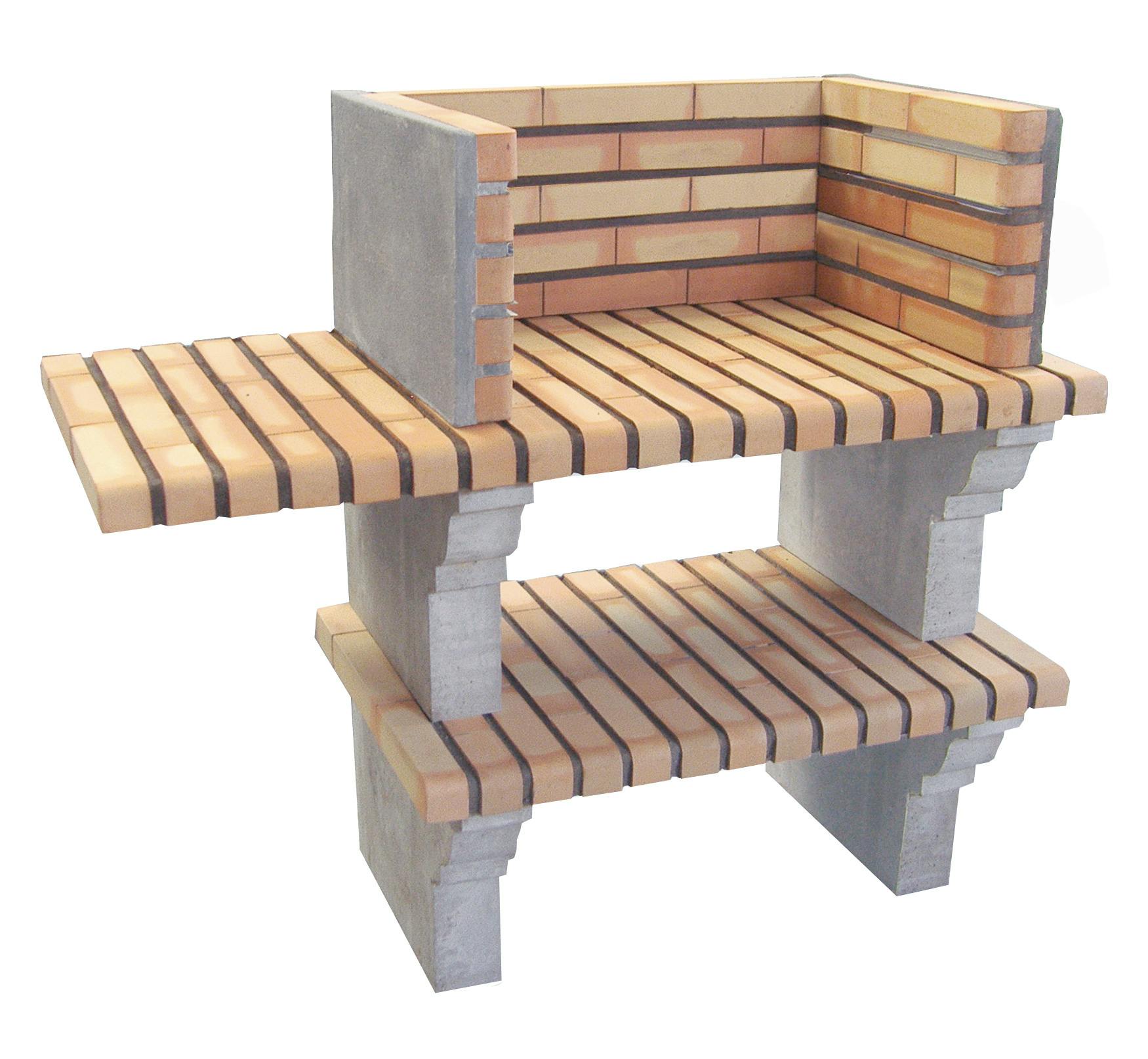 BARBECUE MINUS - Barbecue avec 1 étagère, sans cheminée, en brique et ...