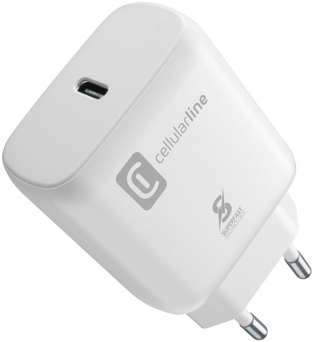 Cellularline USB Typ-C Super Fast Travel Charger 25W White | METRO