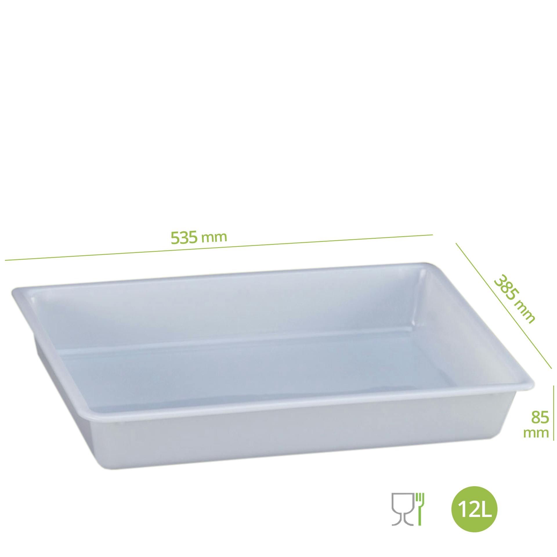 Cubeta rectangular 12L. (Lote de 2 unidades) Cubeta de uso alimentario profesional 535x385x85mm ...