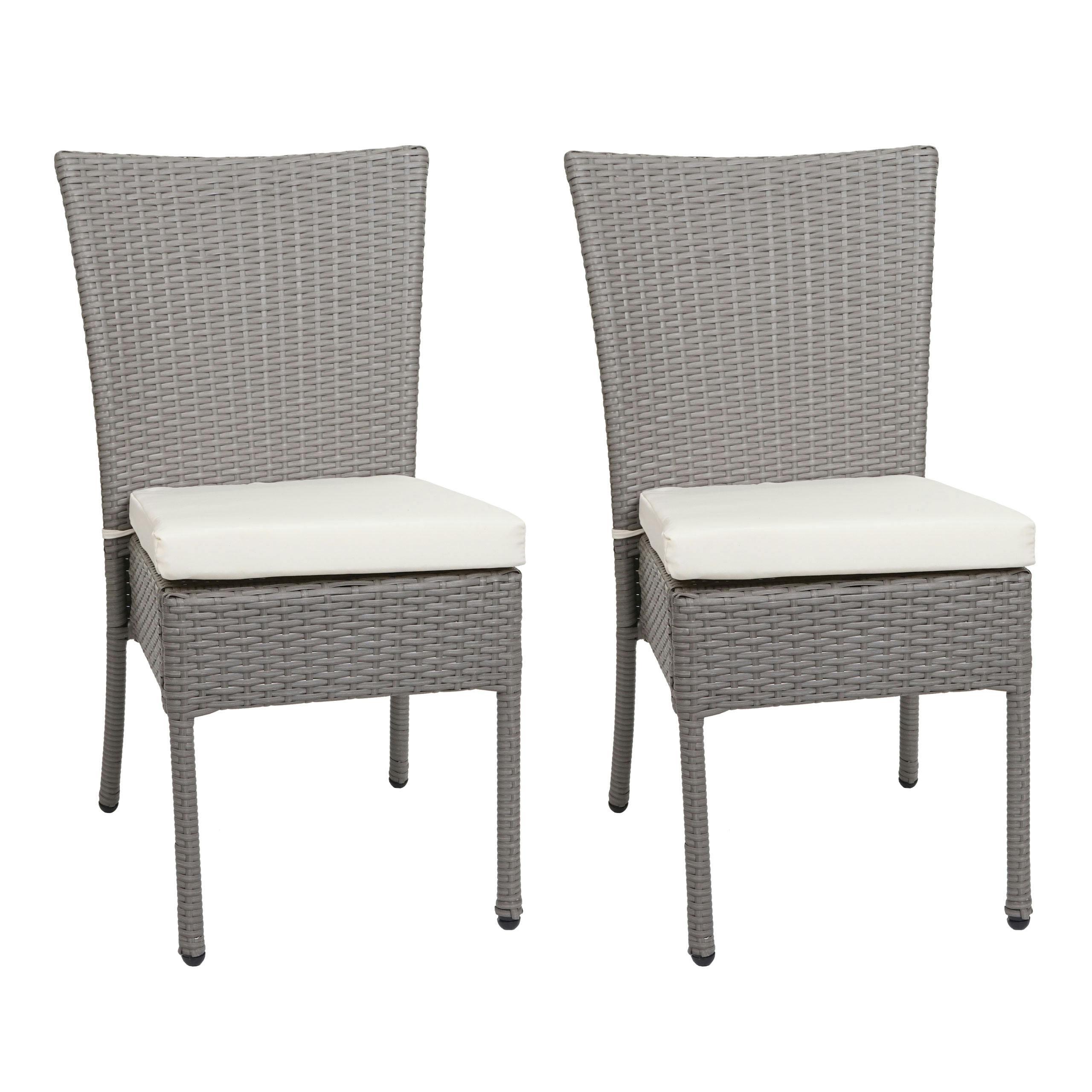 Lote de 2 Sillas de Poly Rattan HWC-G19, Silla de balcón Silla de jardín, apilable ~ gris ...