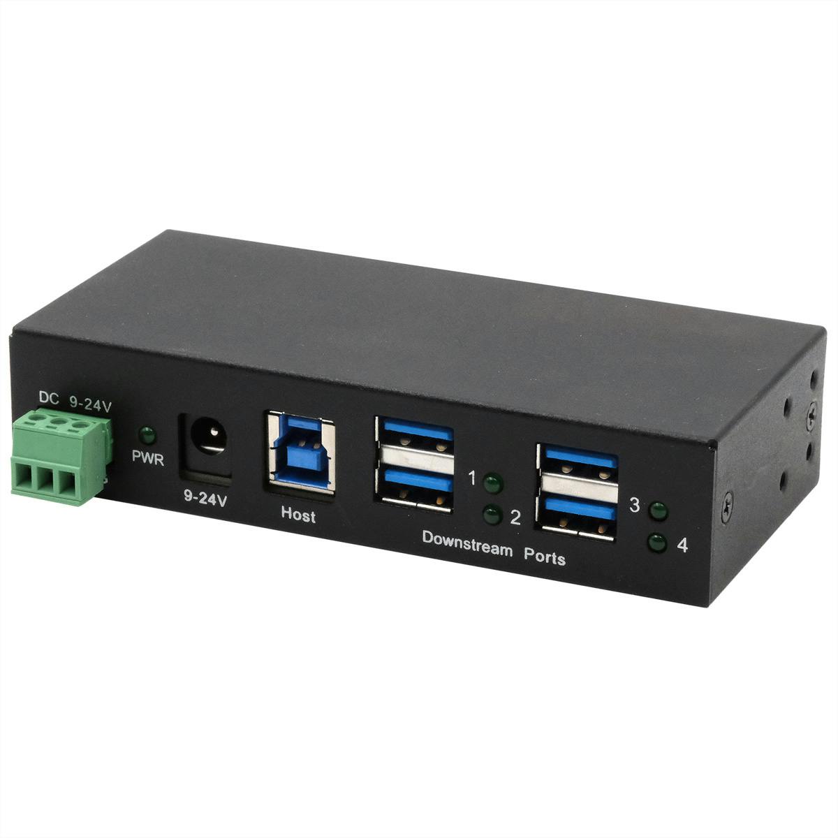 EXSYS EX-11244HMS 4-poorts USB 3.2 Gen 1 HUB Din-Rail-set en muur VIA ...