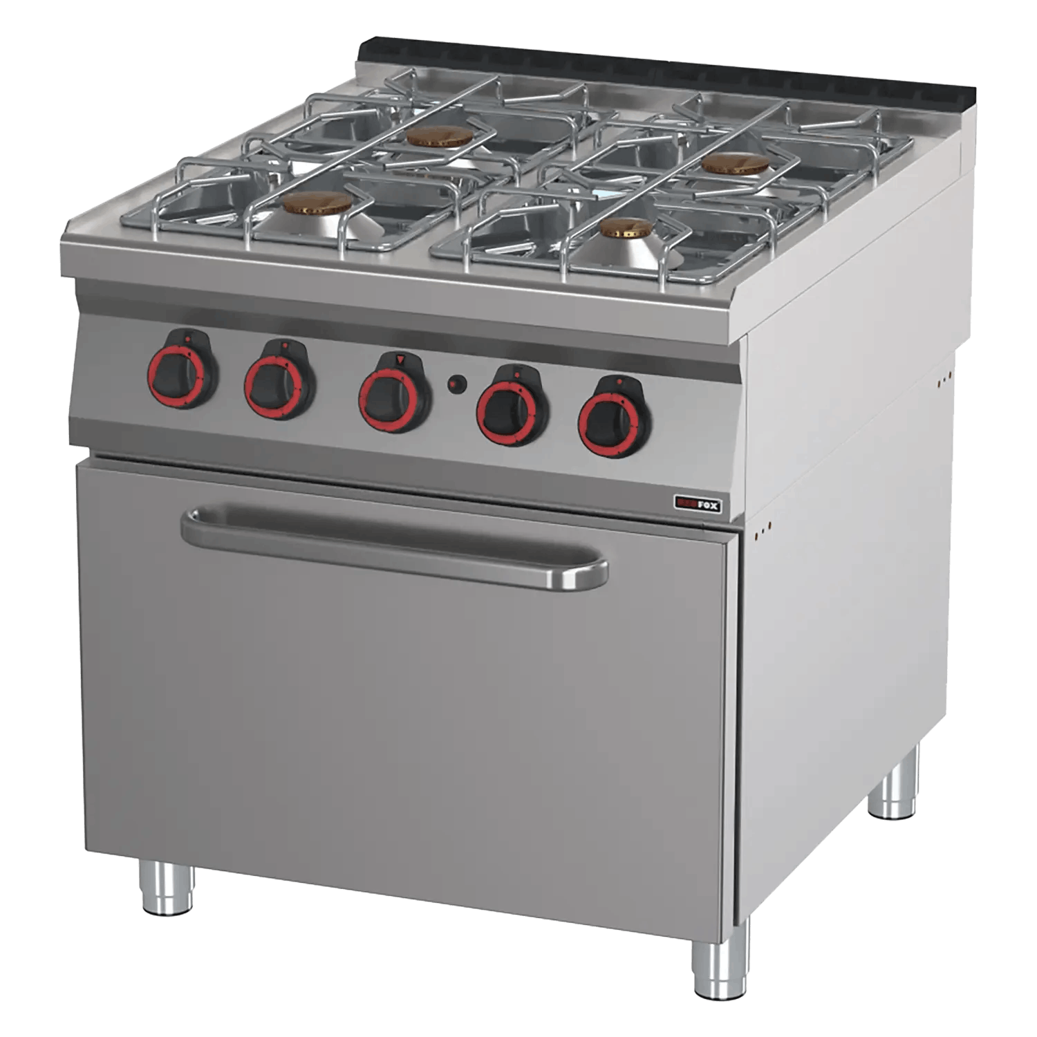 Gasherd Standgerät mit Gasbackofen GN2/1 Edelstahl Kochstellen 30,5 kW ...