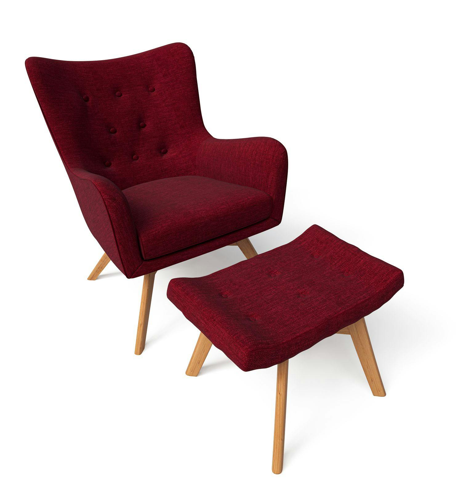 Supellex Sessel Manhattan - mit Hocker Design Glamour Red | METRO