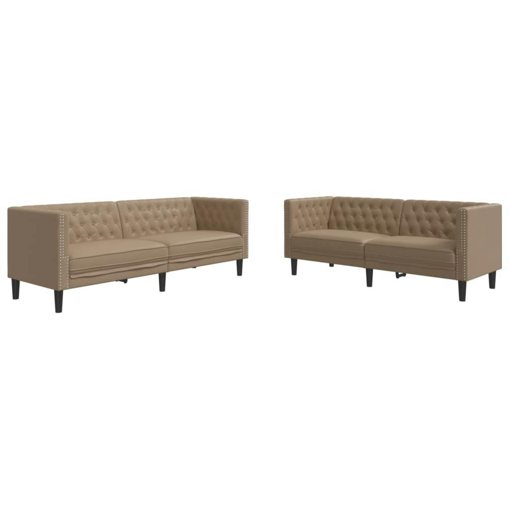 vidaXL 2-tlg. Chesterfield-Sofa-Set Cappuccino Kunstleder | METRO