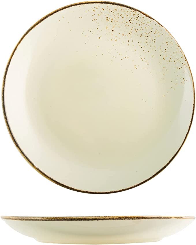 H&H Set 6 Piatti Piani in Stoneware Reactive Ivory 27cm | METRO