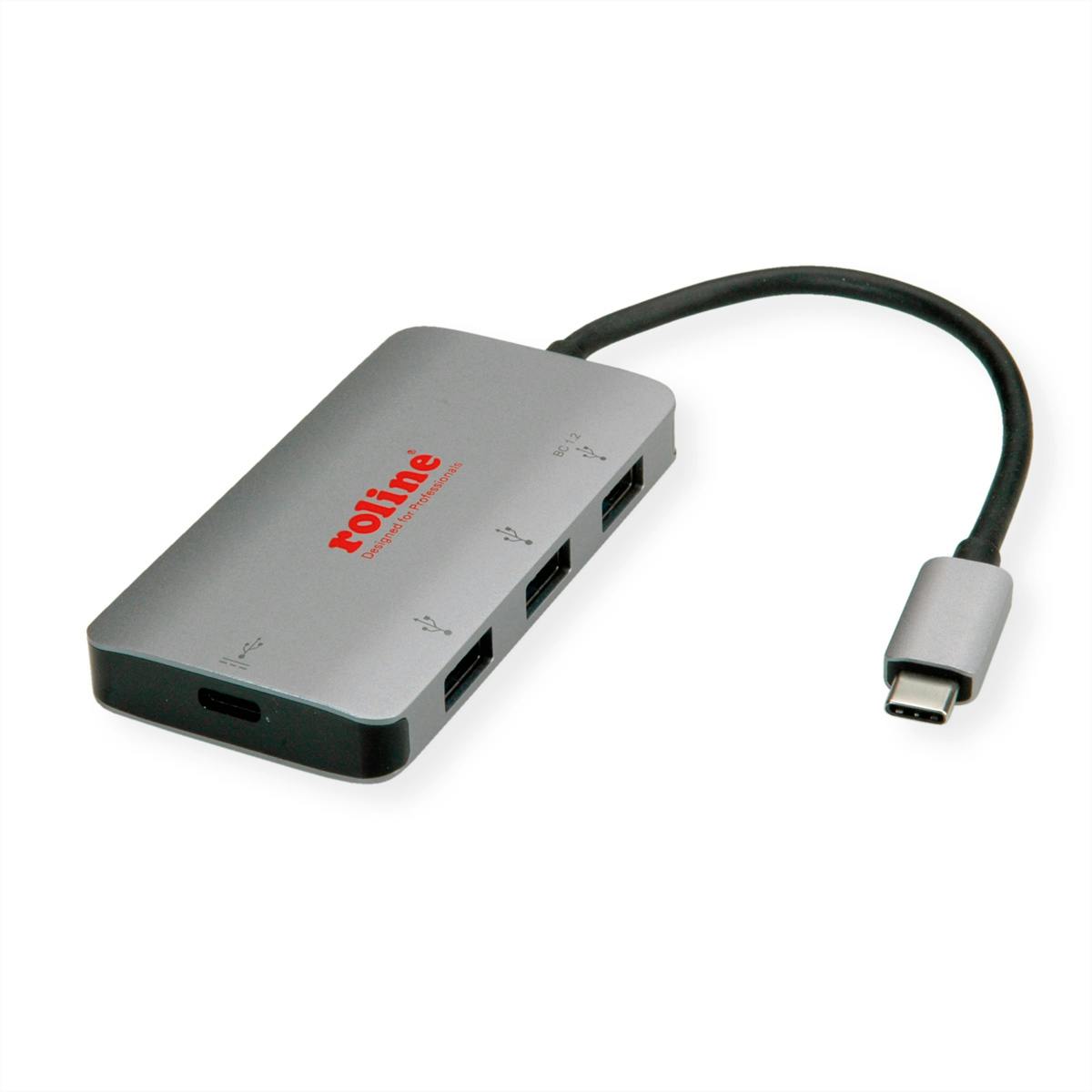 ROLINE USB 3.2 Gen 1 Hub, 3-voudig, Type C aansluitkabel (PD+Data) | Makro