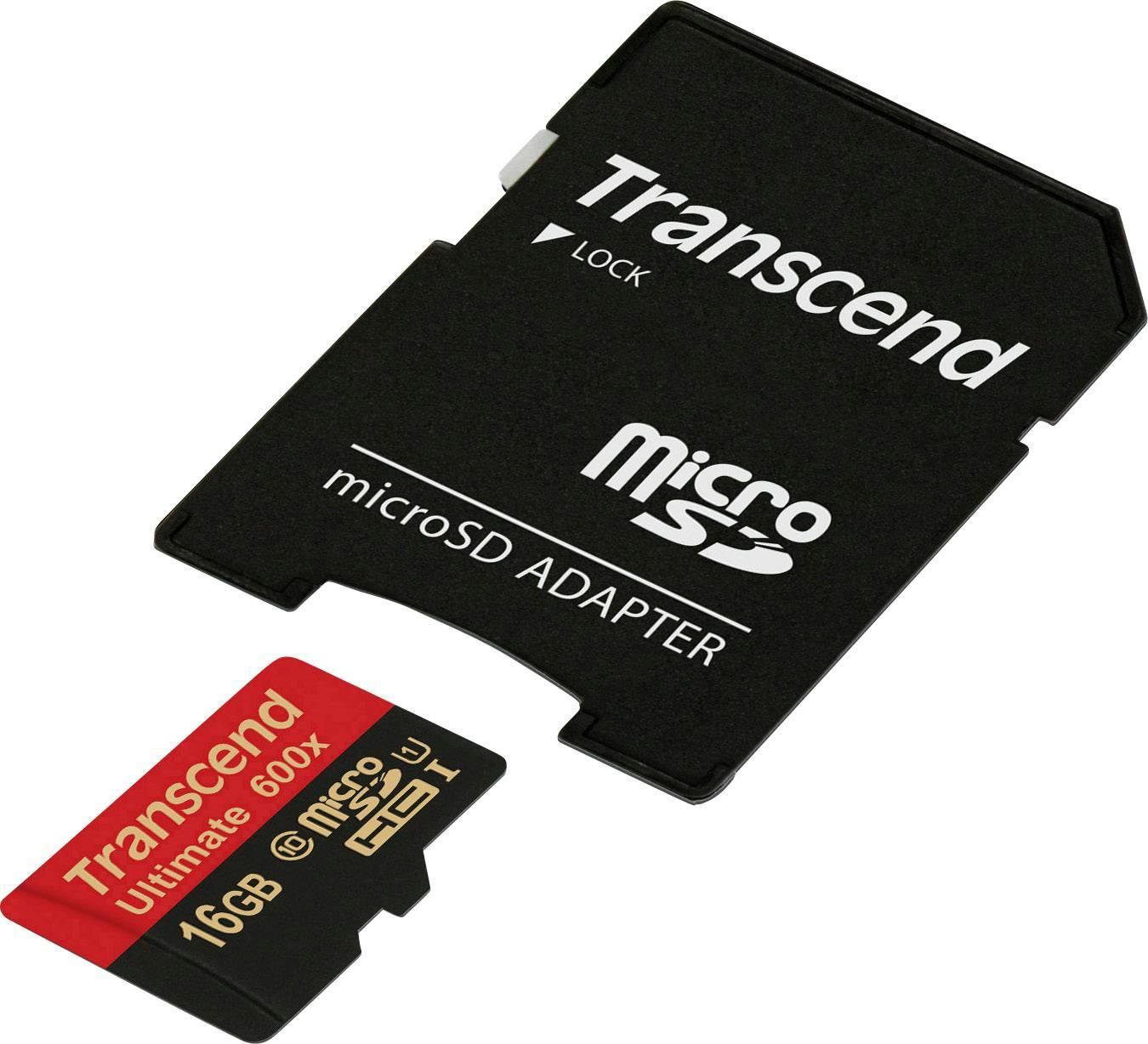 Transcend Ultimate (600x) microSDHC-Karte Industrial 16 GB Class 10, UHS-I inkl. SD-A ...