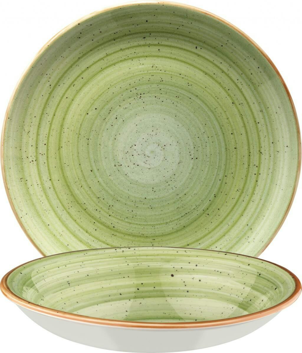 6x Bonna Aura Therapy Gourmet Teller rund 20cm 50cl 4cm tief Grün Creme ...