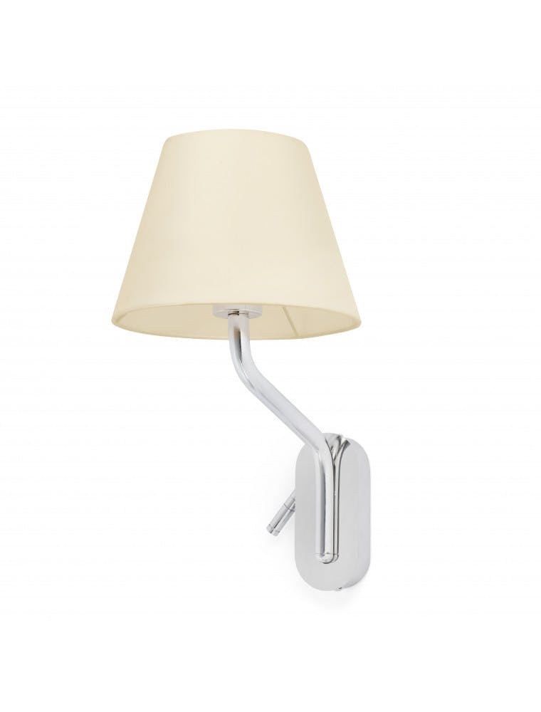 Eterna dx, Applique cromata con Lettore led e paralume beige, Faro Barcelona | METRO