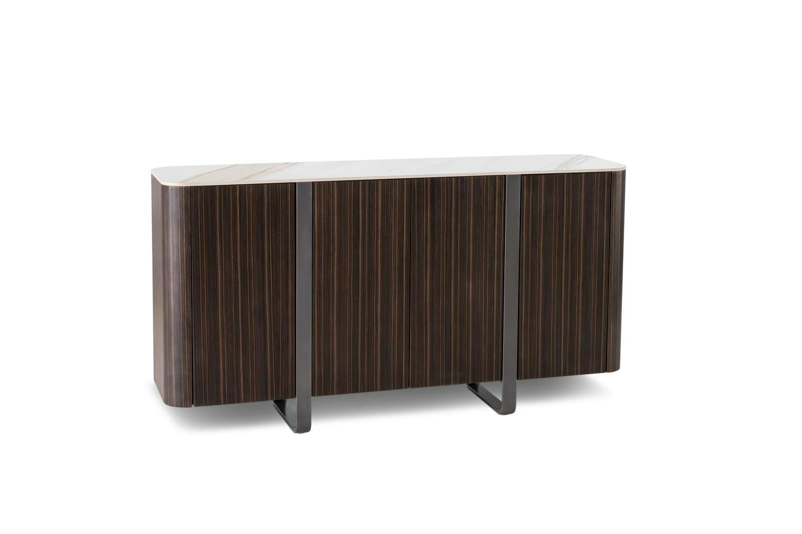 Andromeda – Sideboard mit 4 Türen (160 x 40 x H 85 cm) aus goldener Keramik | METRO
