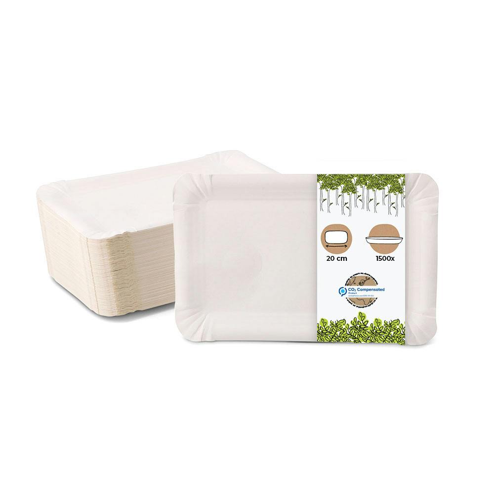 BIOZOYG 1500 Stück Einwegteller 13 x 20 cm Pappteller, biologisch ...