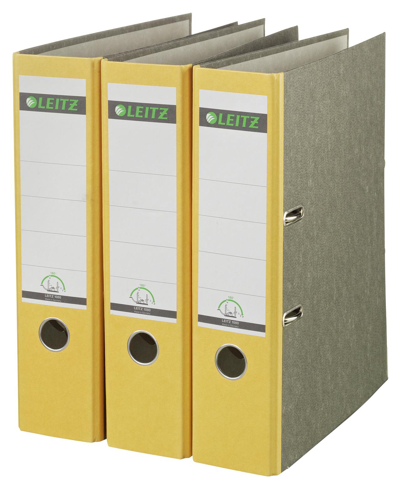 Leitz Ordner 1080 Wolkenmarmor, gelb, breit, 3 Stück | METRO