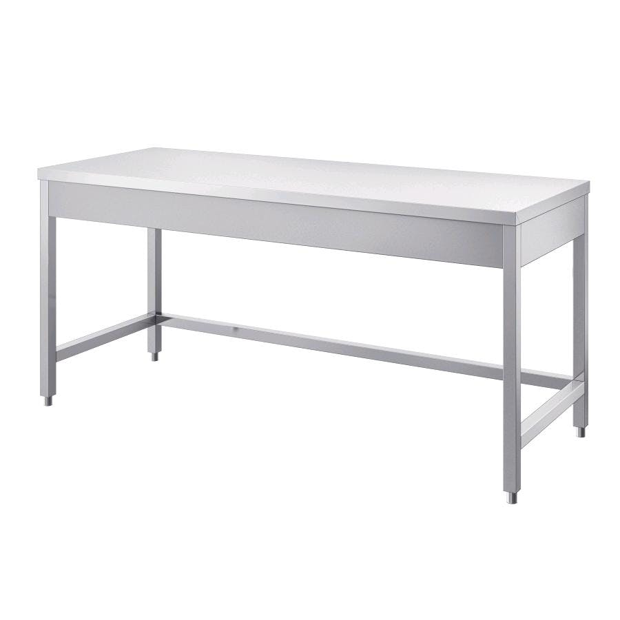 Tavolo da lavoro inox - gambe quadre 4x4cm - con cornice su tre lati ...