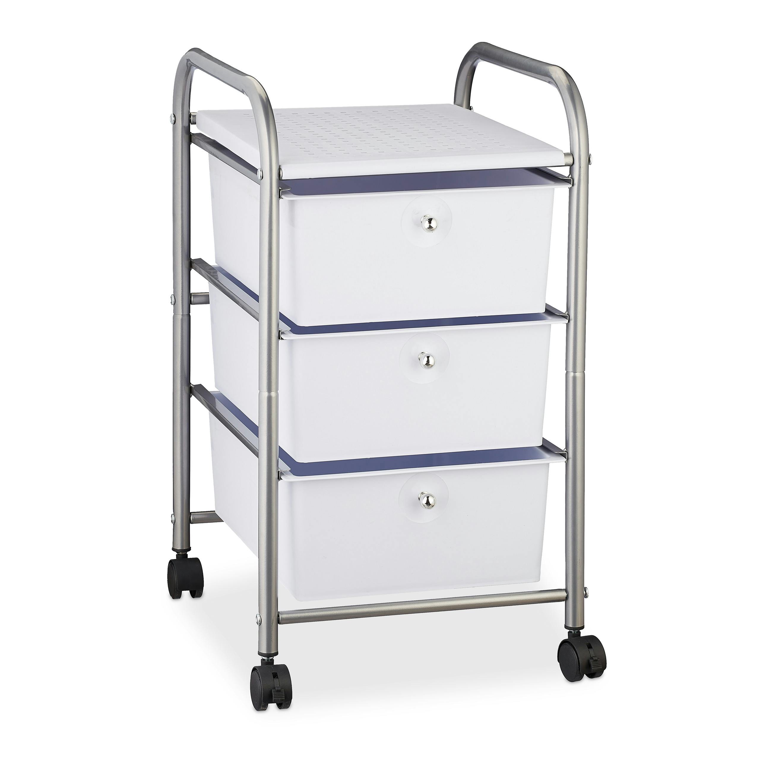 Relaxdays Badrollwagen, 3 Schubladen, Metall & Kunststoff ...