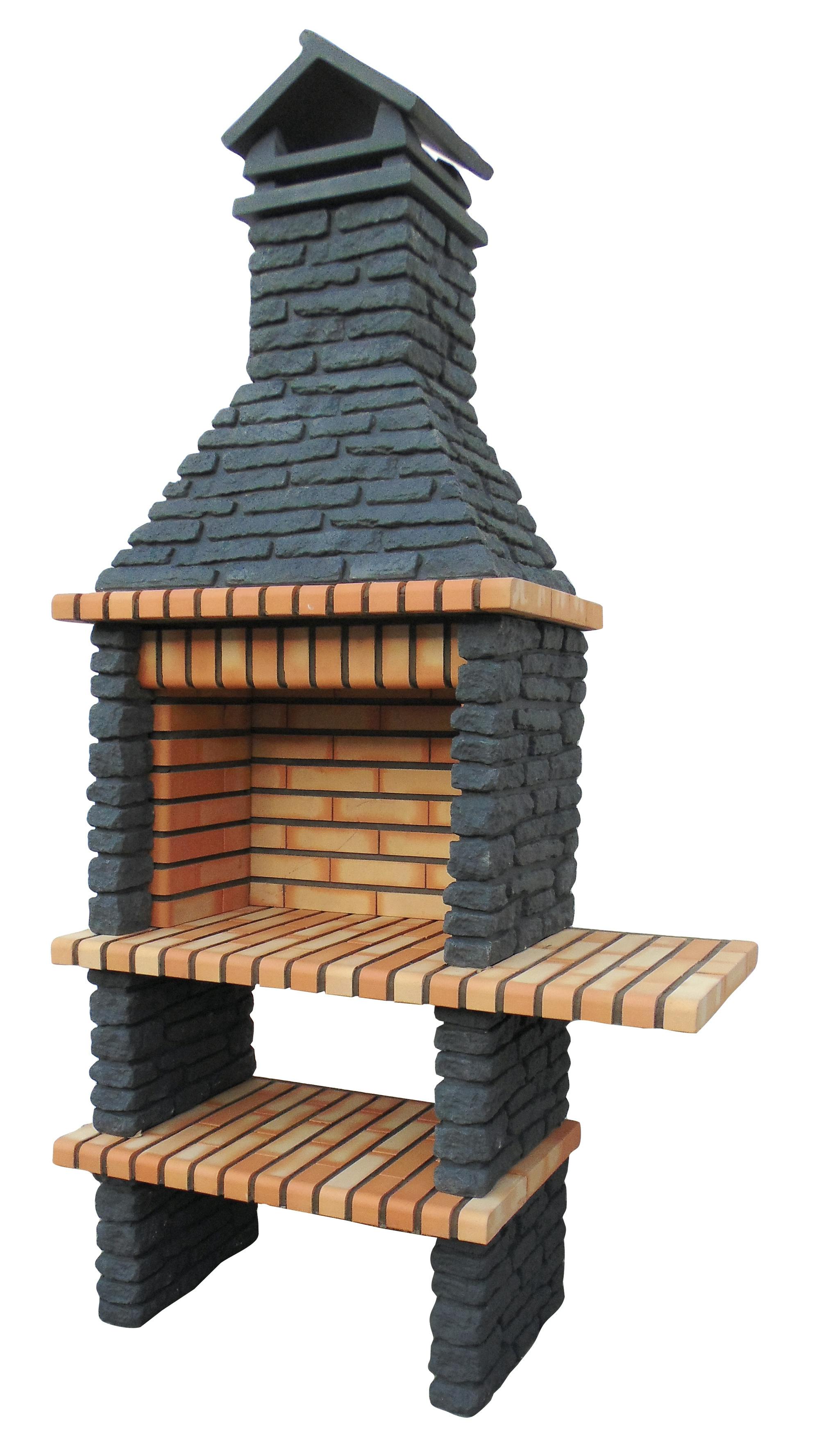 BARBECUE ROCK BLACK - Barbecue avec 1 étagère, en brique et ciment ...