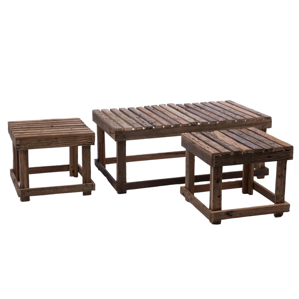 Set de 3 tables basses et bout de canapé Forêt - Marron Autre Bois ...