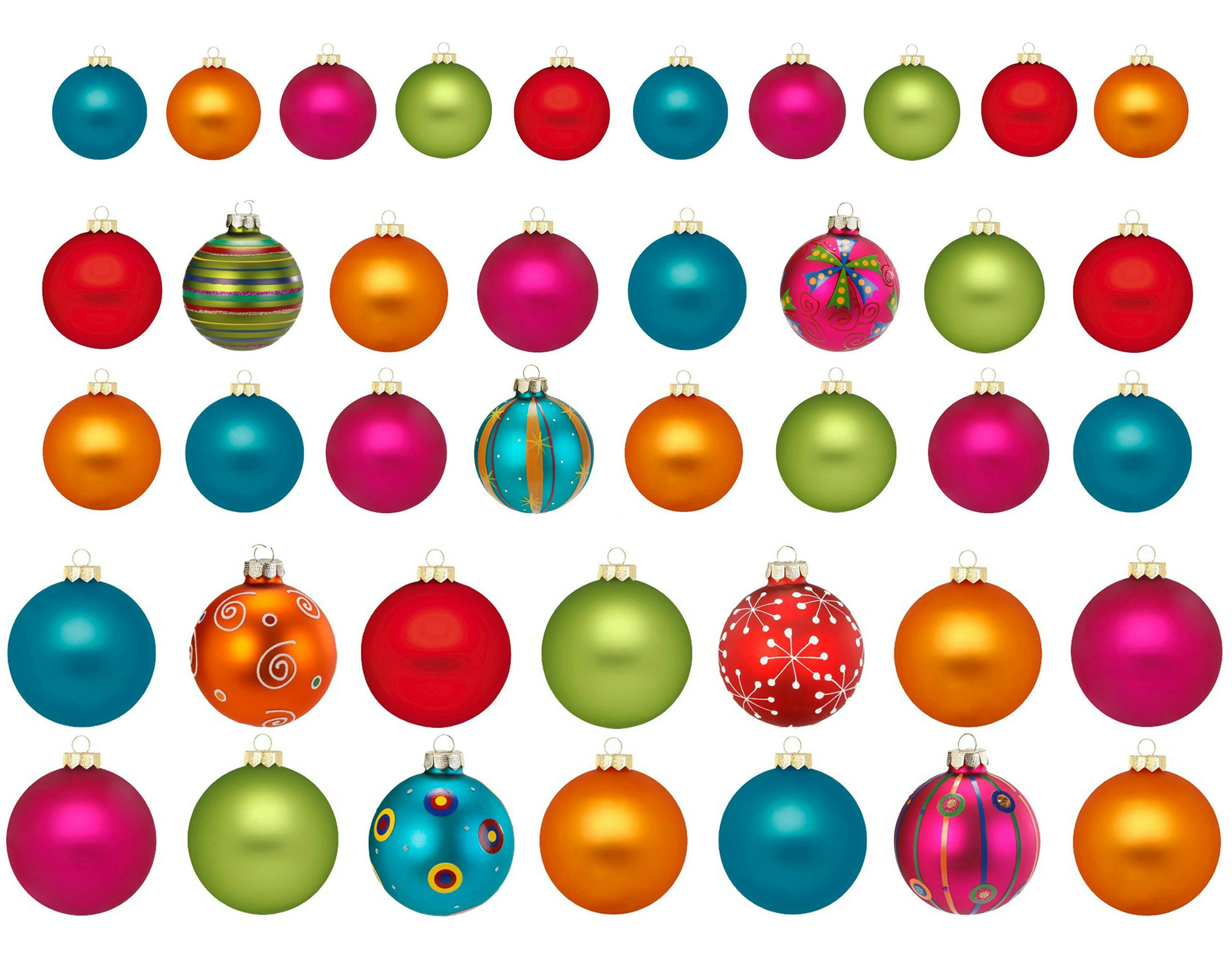 Weihnachtskugeln Glas 4-8cm mit Motiv 40er Set in Kartonbox - bunte ...