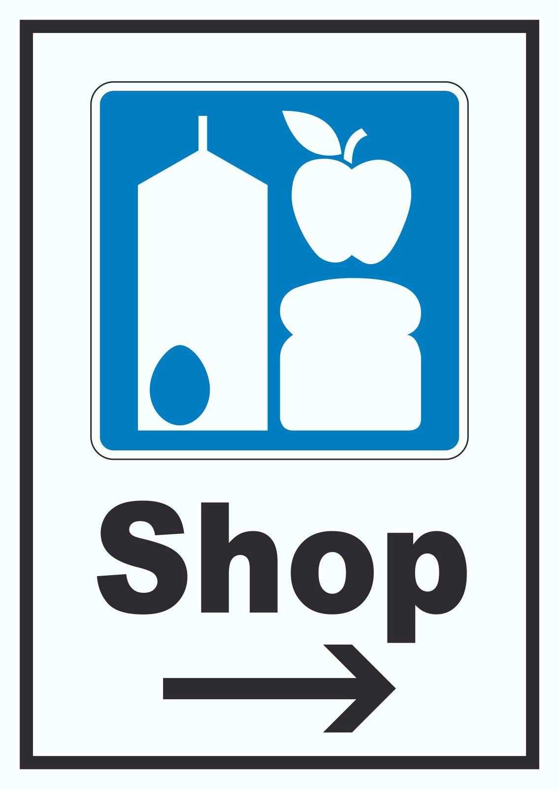 Shop Schild mit Pfeil rechts A6 (105x148mm) | METRO