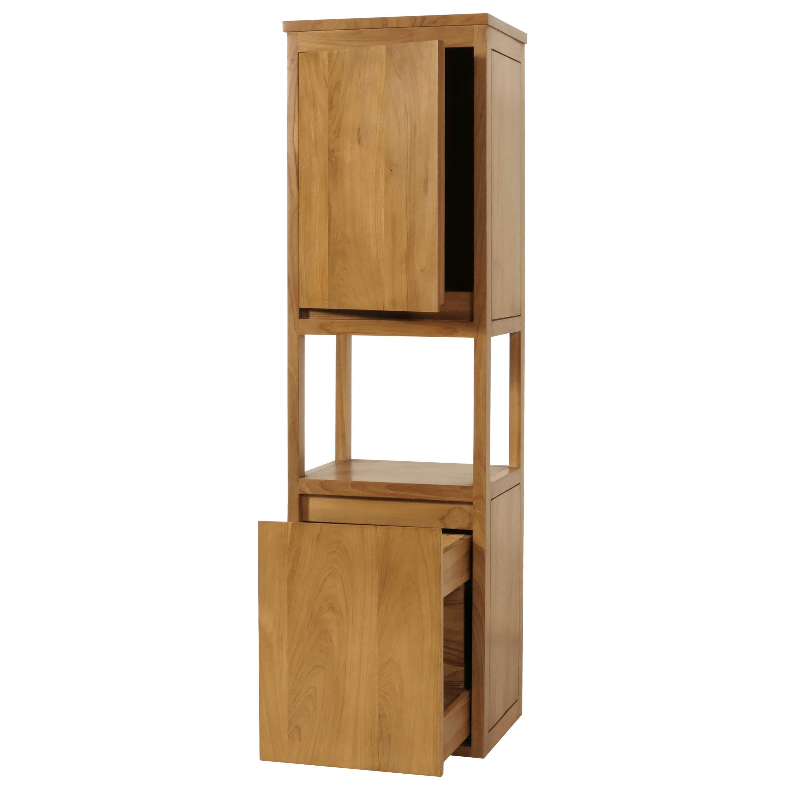 Teak hoge kast HWC-M71, badkamermeubel planchet badkamer, hoogwaardige ...