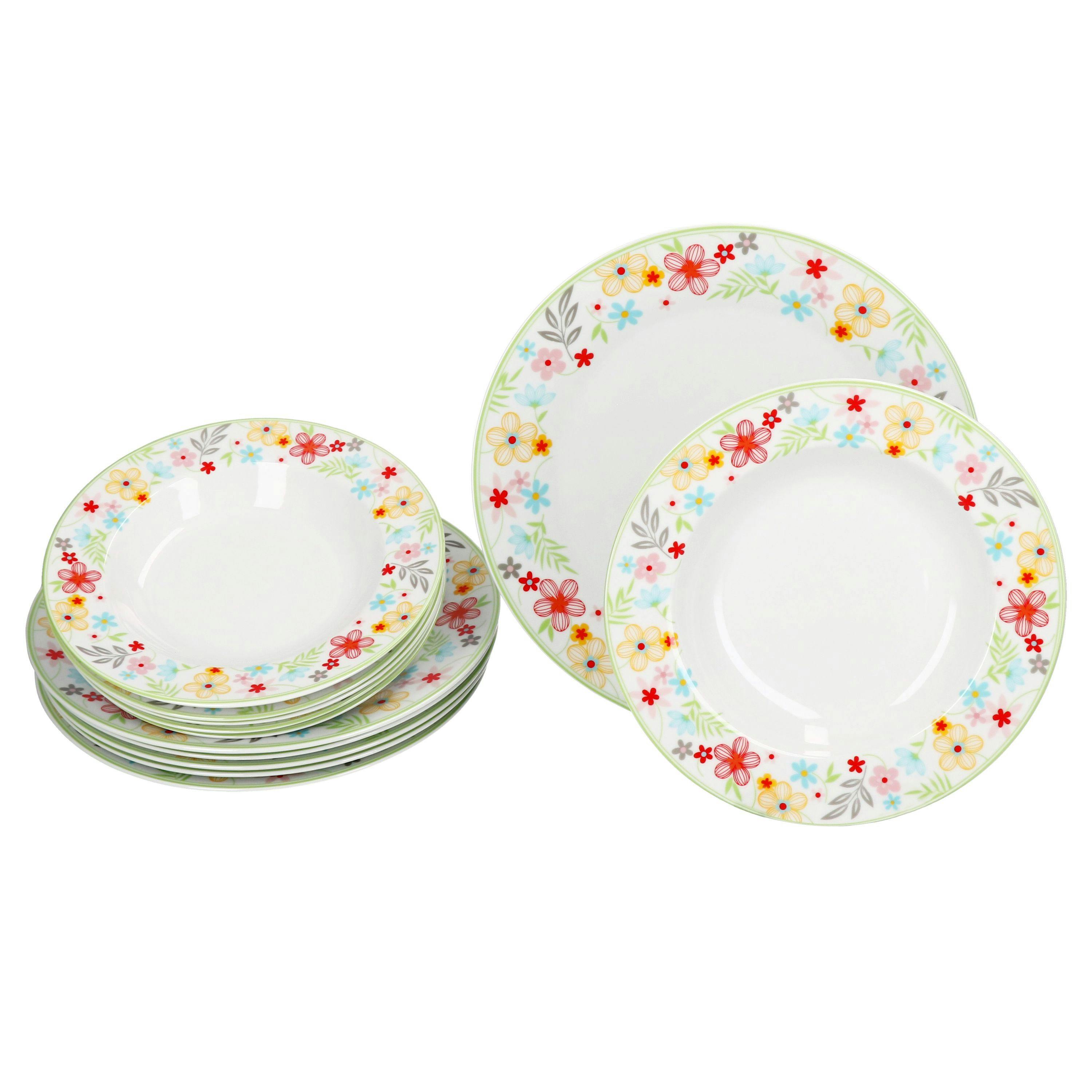 12tlg Tafelservice VARIANT BLÜMCHEN für 6 Personen aus Porzellan | METRO