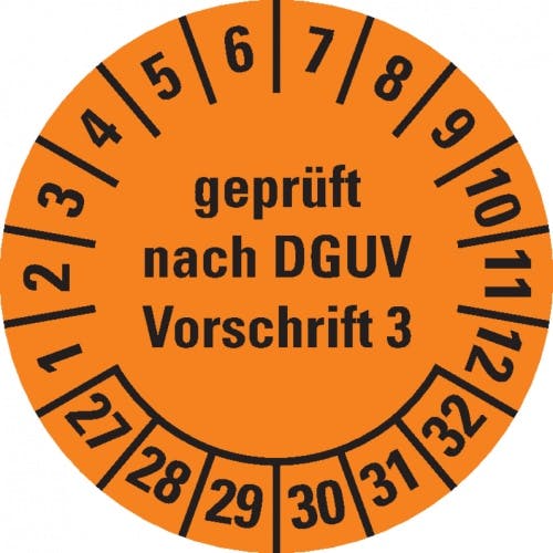 Dreifke® Prüfplakette gepr. n. DGUV 3 NP, 27-32, orange, Dokumentenfolie, Ø15mm, 420/Heft | METRO