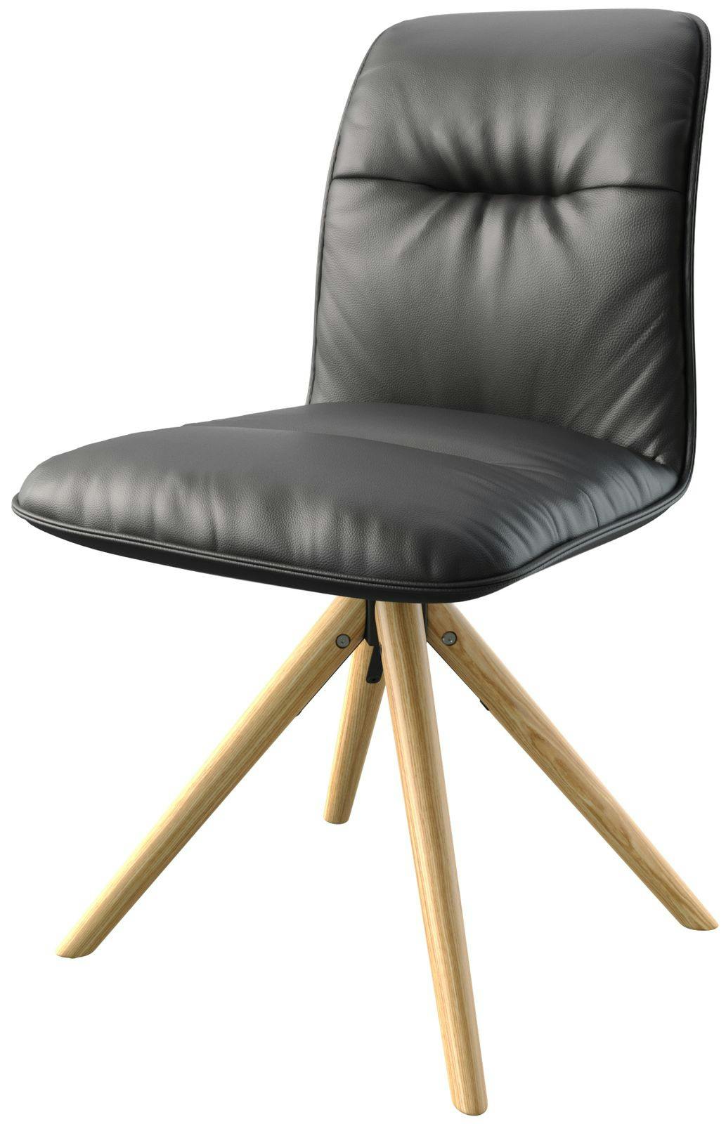 Drehstuhl Vinjo-Flex Holzgestell konisch Echt-Leder Schwarz 180° drehbar | METRO Marktplatz