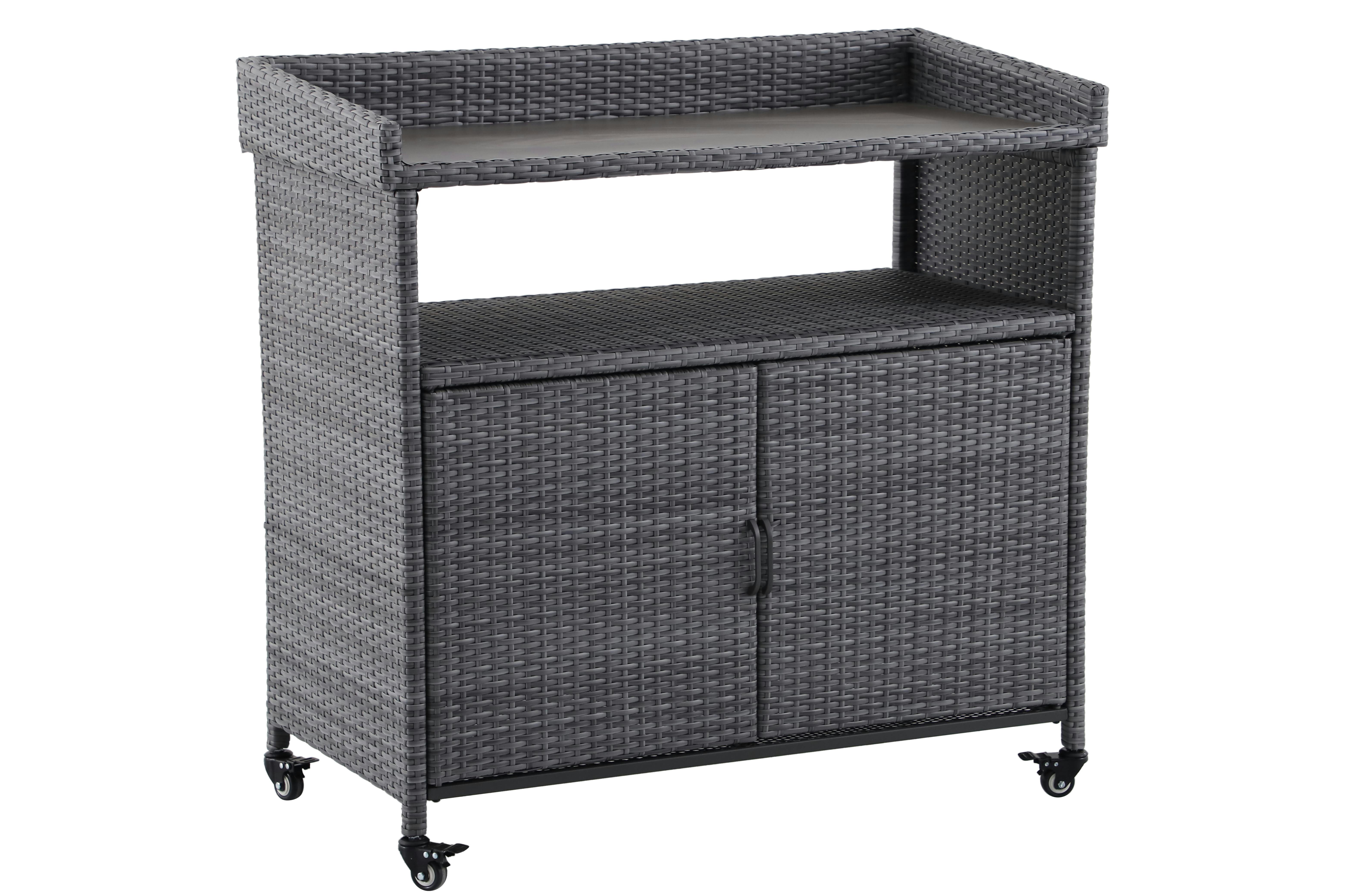 METRO PROFESSIONAL Servicestation Balsario, Alu/PE-Rattan, 112 x 56 cm, steingrau | METRO