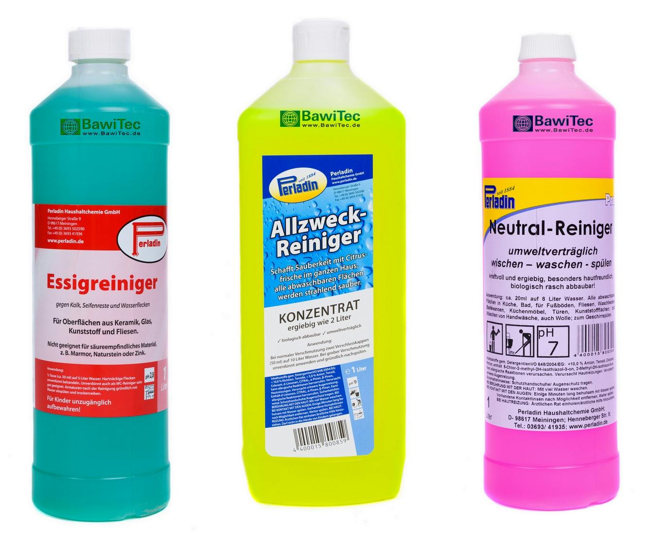 Perladin 3er Set Essigreiniger Neutralreiniger Allzweckreiniger 1L ...