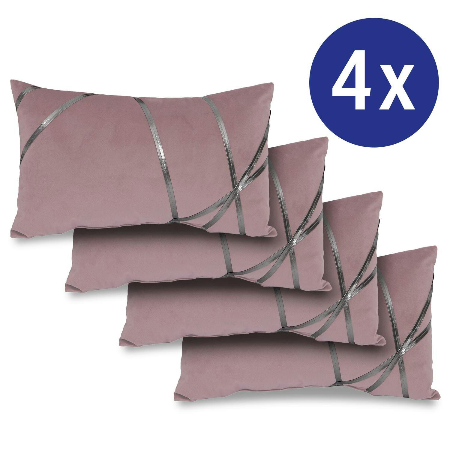 Set van 4 sierkussens robijnrood 30 x 50 cm | Makro