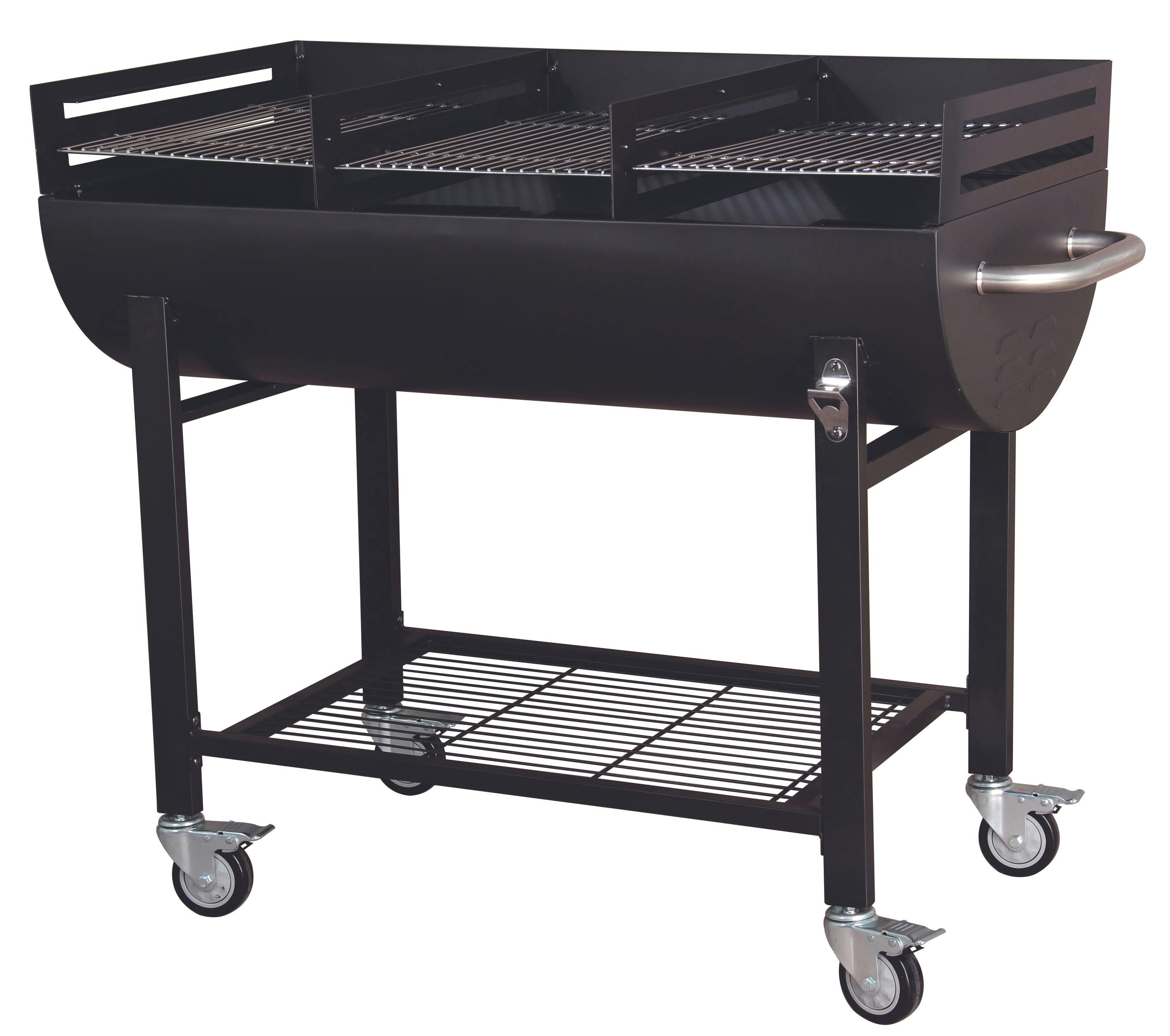 METRO Professional Barbacoa de carbón, acero / acero inoxidable, 60 x 121 x 101 cm, móvil con ...