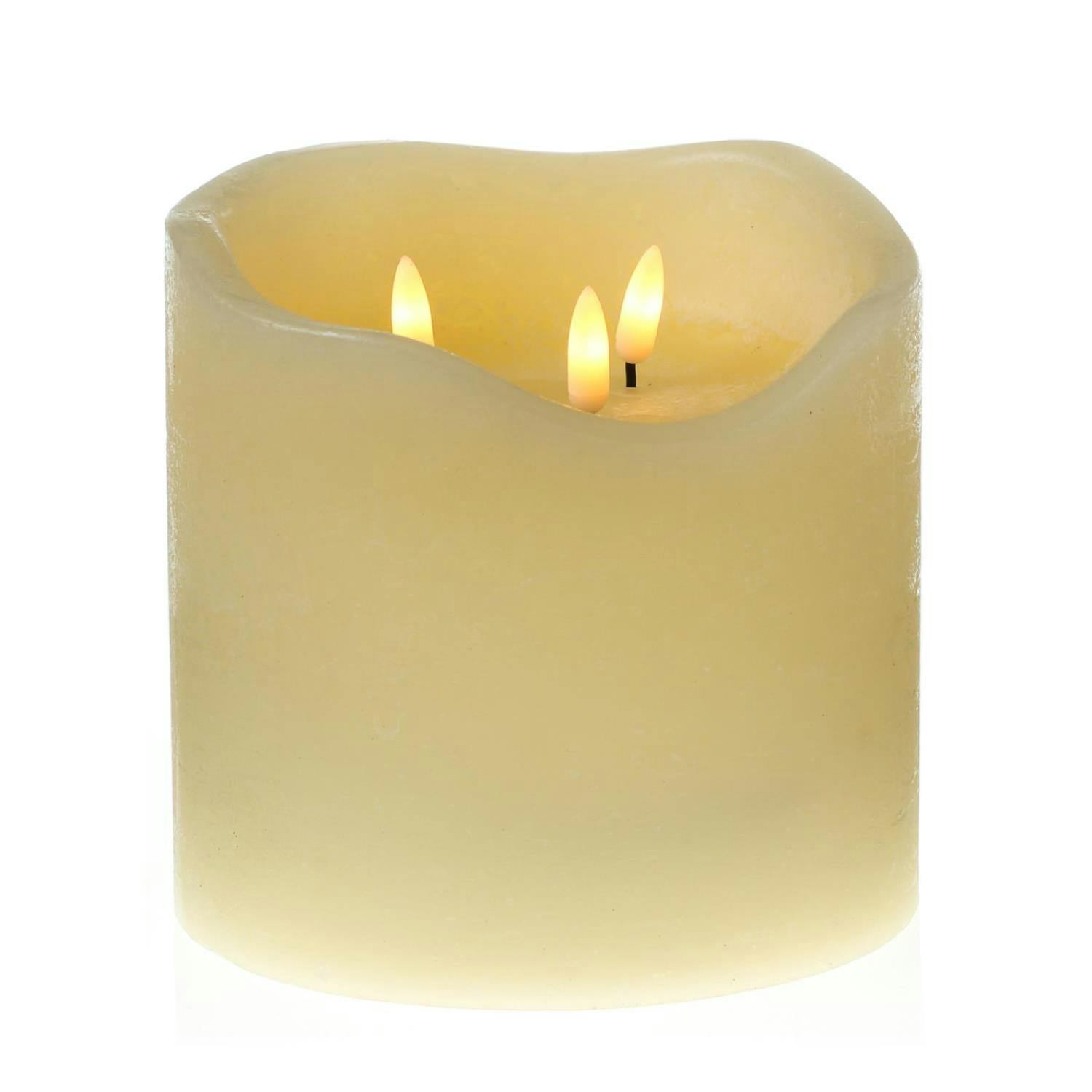 XXL LED Kerze Echtwachs 3 Docht Timer H: 15cm D: 15cm creme | METRO ...