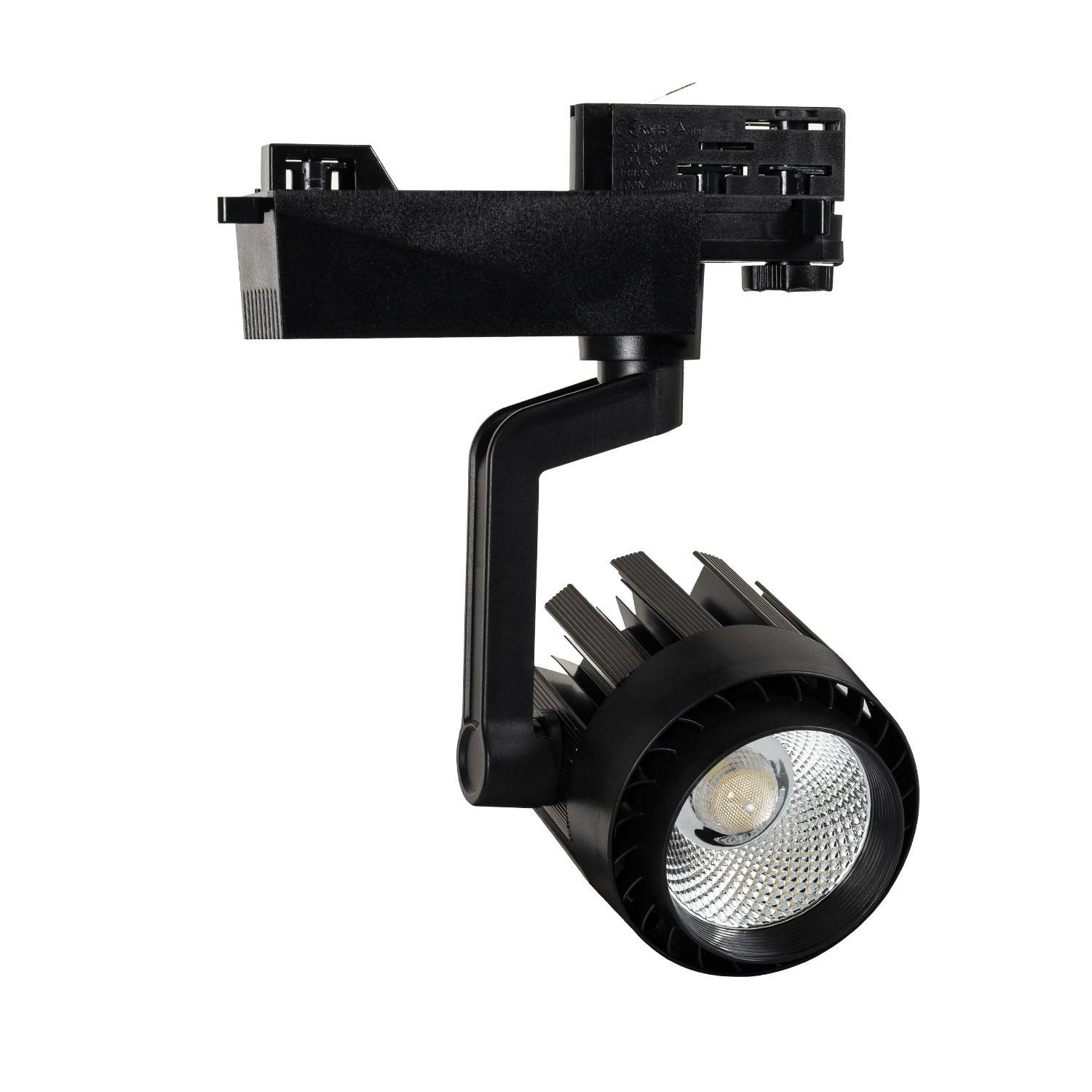 efectoLED Foco Carril LED Trifásico 30W Dora Negro Blanco Neutro 4000K | Makro