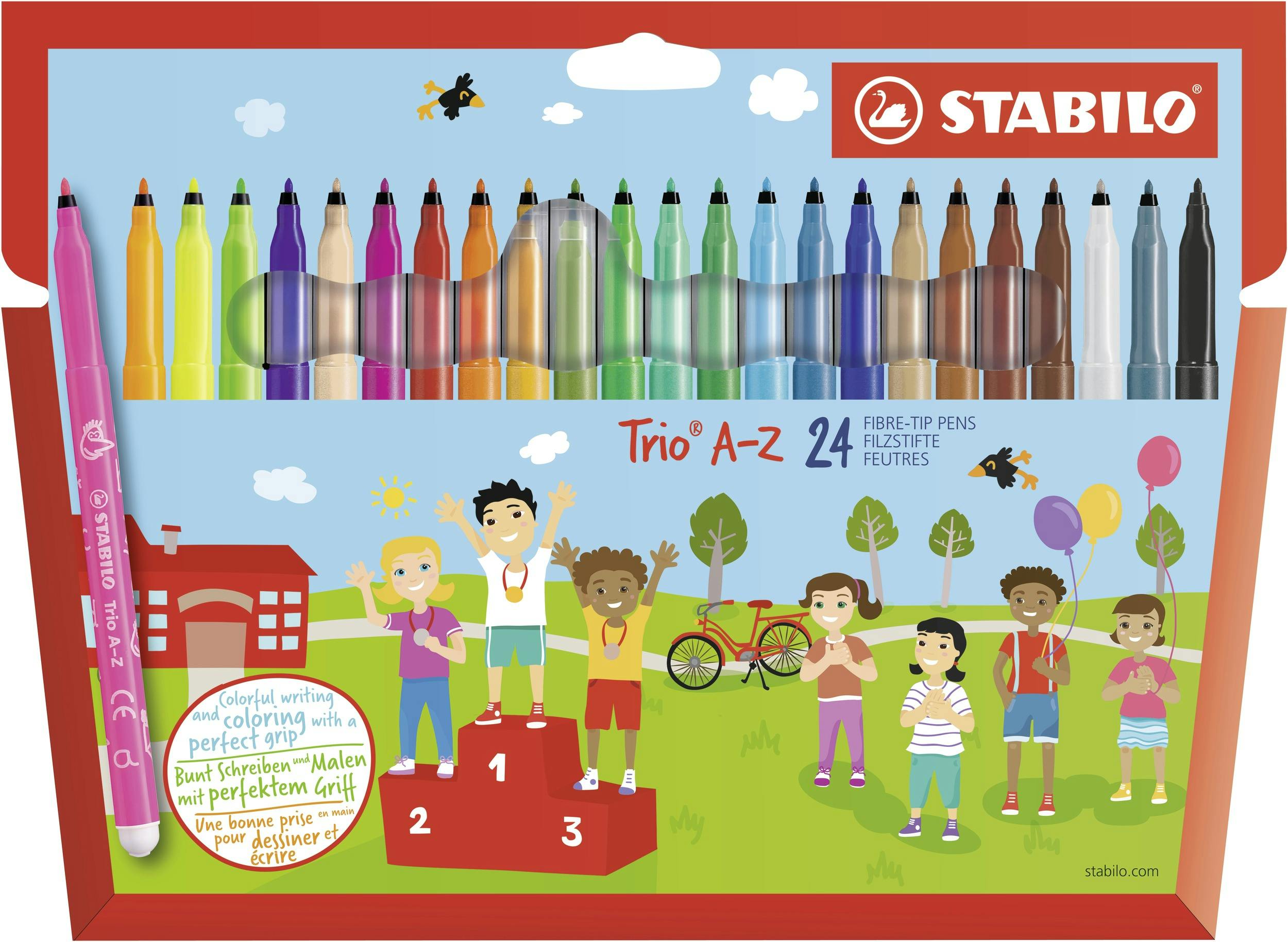 STABILO 24 feutres de coloriage pointe moyenne Trio A-Z dont 4 fluo | METRO