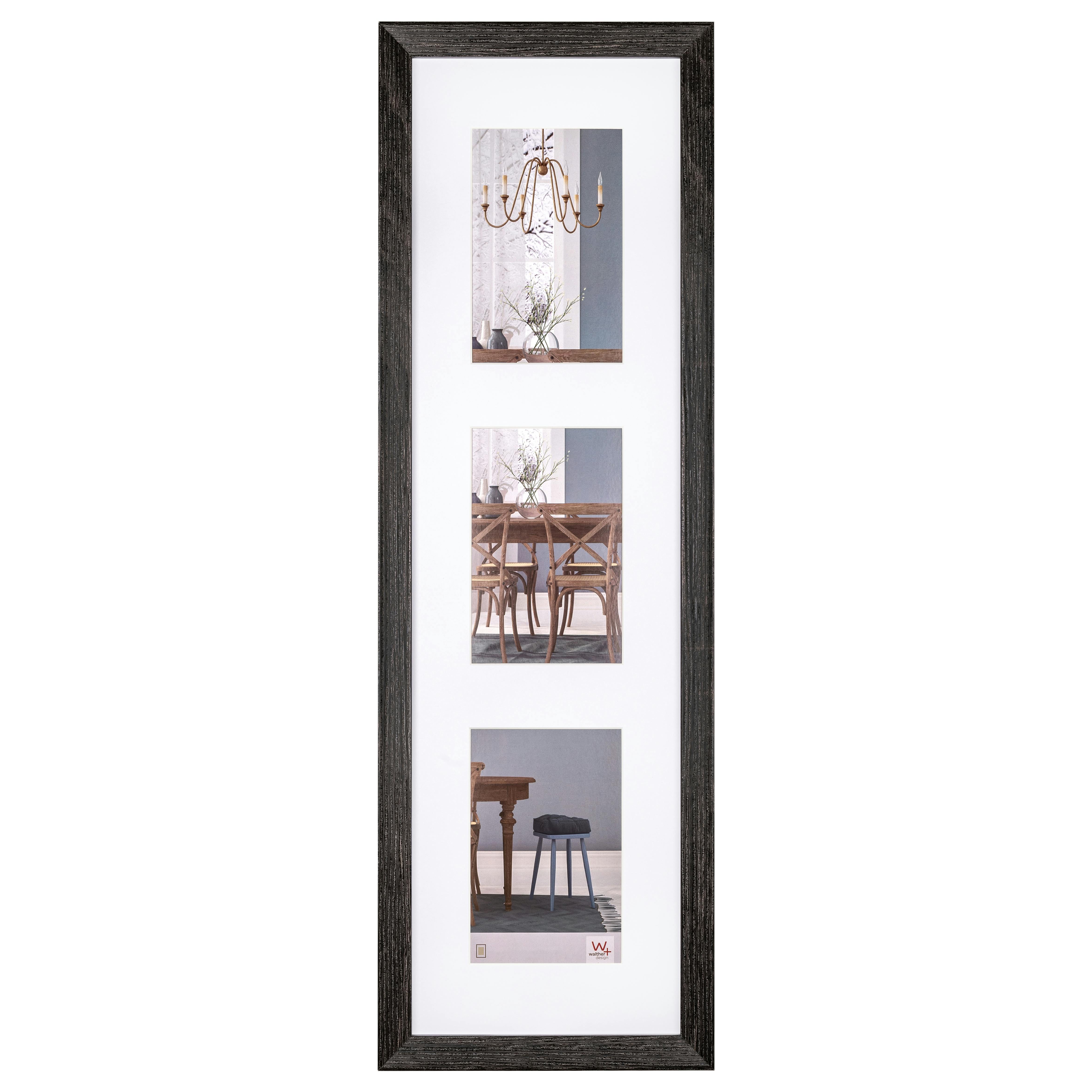 Marco de fotos de madera Fiorito 3x 10x15 cm, GRIS OSCURO | Makro