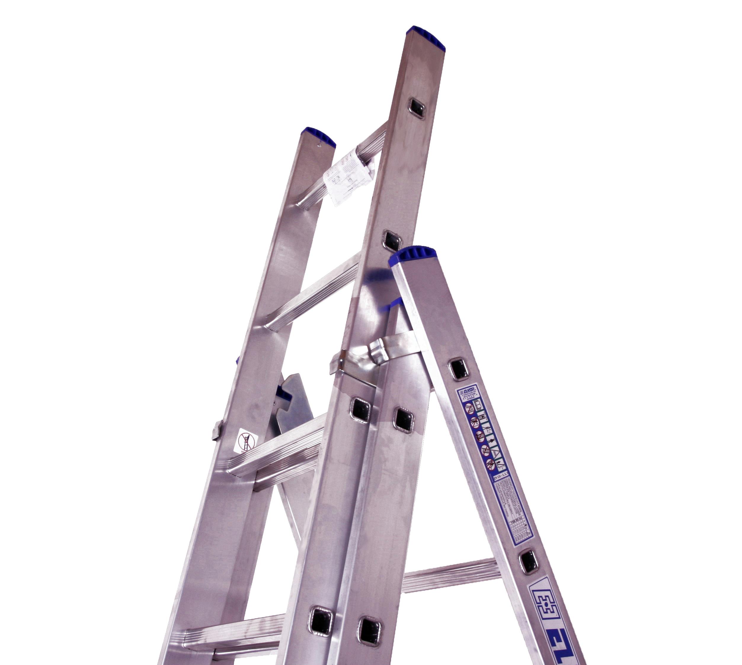 Stehleiter 3x8 Stufen Länge 4,6m 221x41cm ALU SZAGATO Stufenleiter ...