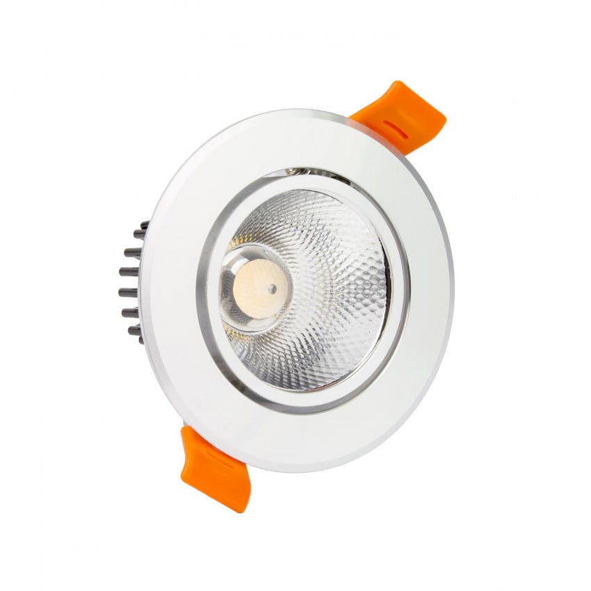 efectoLED Foco Downlight LED 12W COB Direccionable Circular Plata Corte Ø 90 mm No Flicker ...