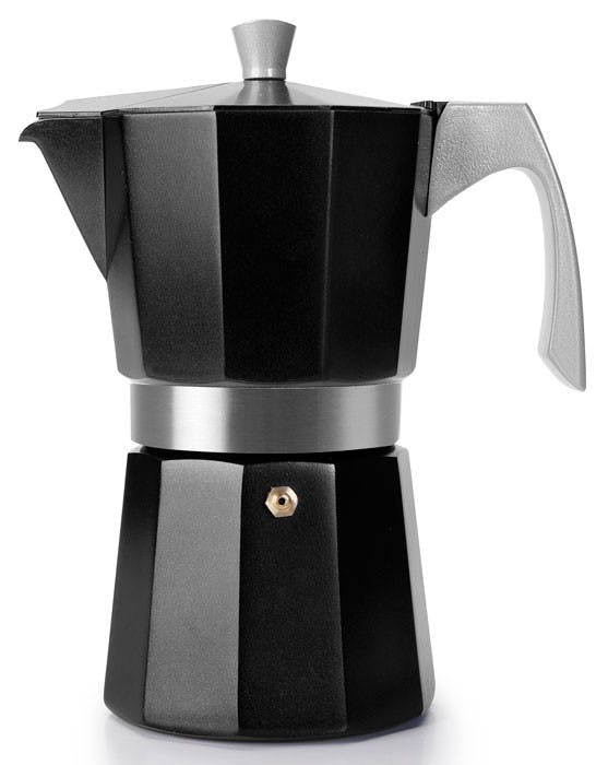 IBILI - Caffettiera espresso Evva Black, 12 tazze, 600 ml, Fusione di alluminio, Adatta all ...