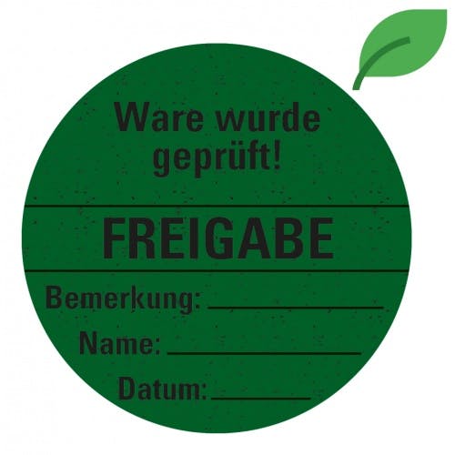 Dreifke® Aufkleber | Organisationsetikett Freigabe, grün, Graspapier ...