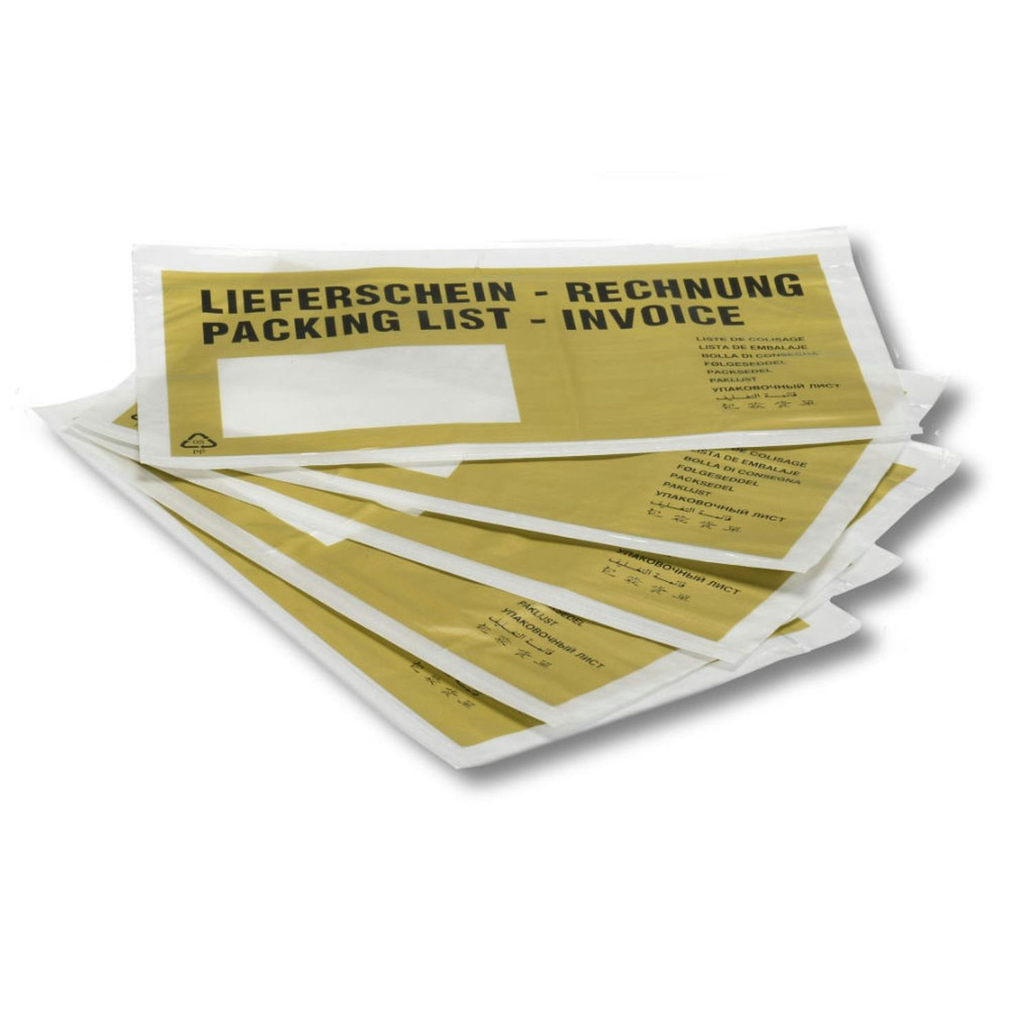 1000x Versandtasche *Lieferschein/Rechnung* gold DIN Lang | METRO