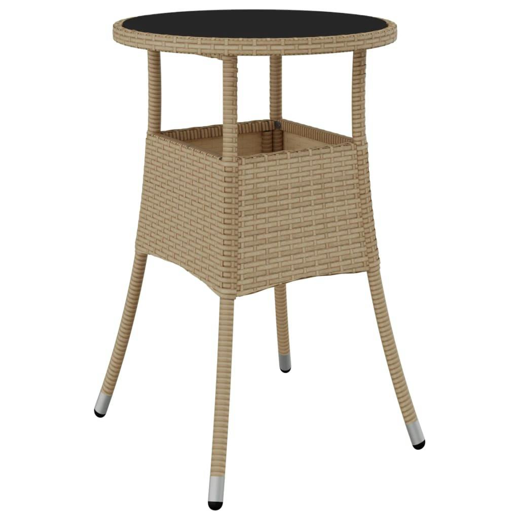 vidaXL Gartentisch Ø60x75 cm Hartglas und Poly Rattan Beige | METRO