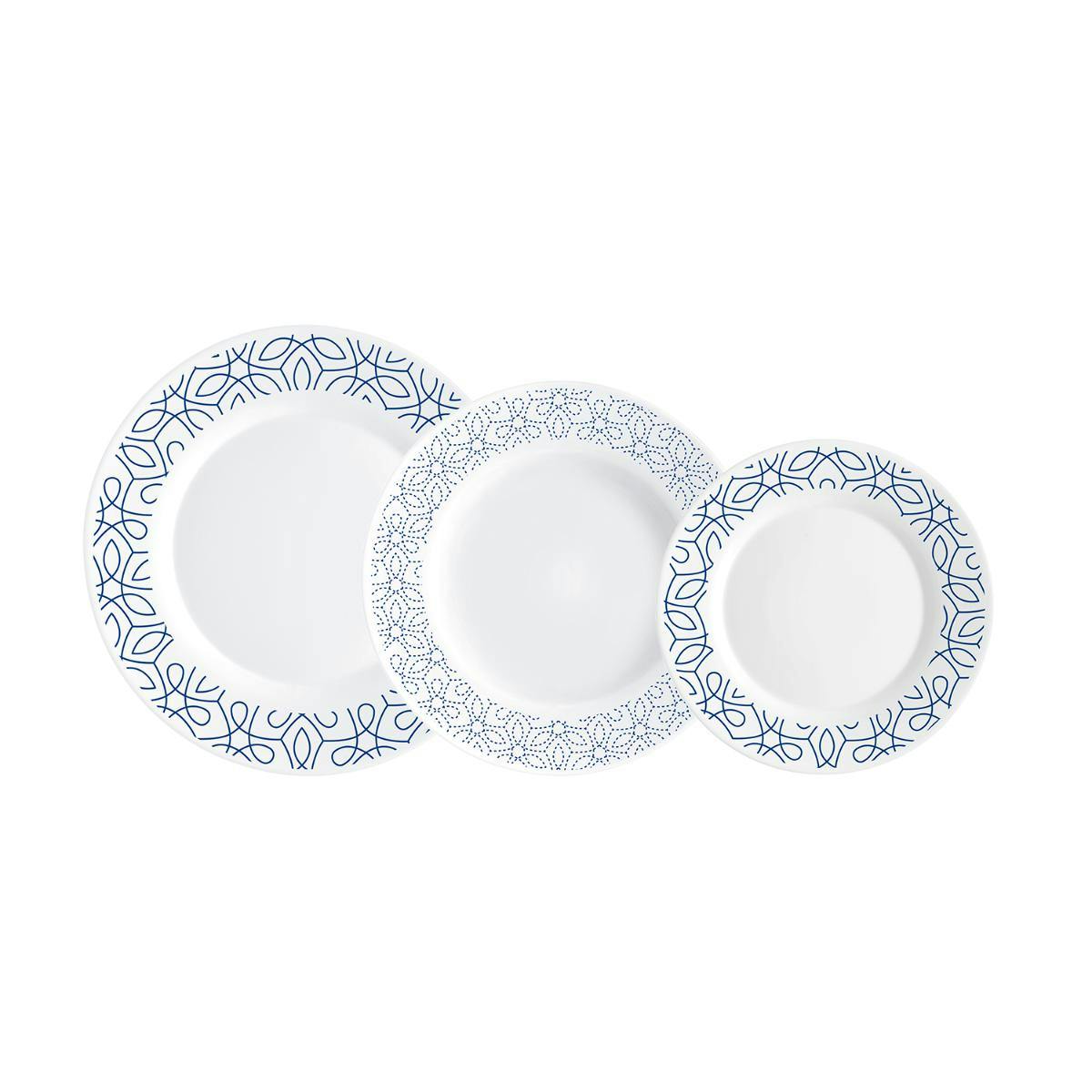 Bormioli Rocco Servizio Tavola 18 Piatti Toledo in Vetro Opale Decoro ...