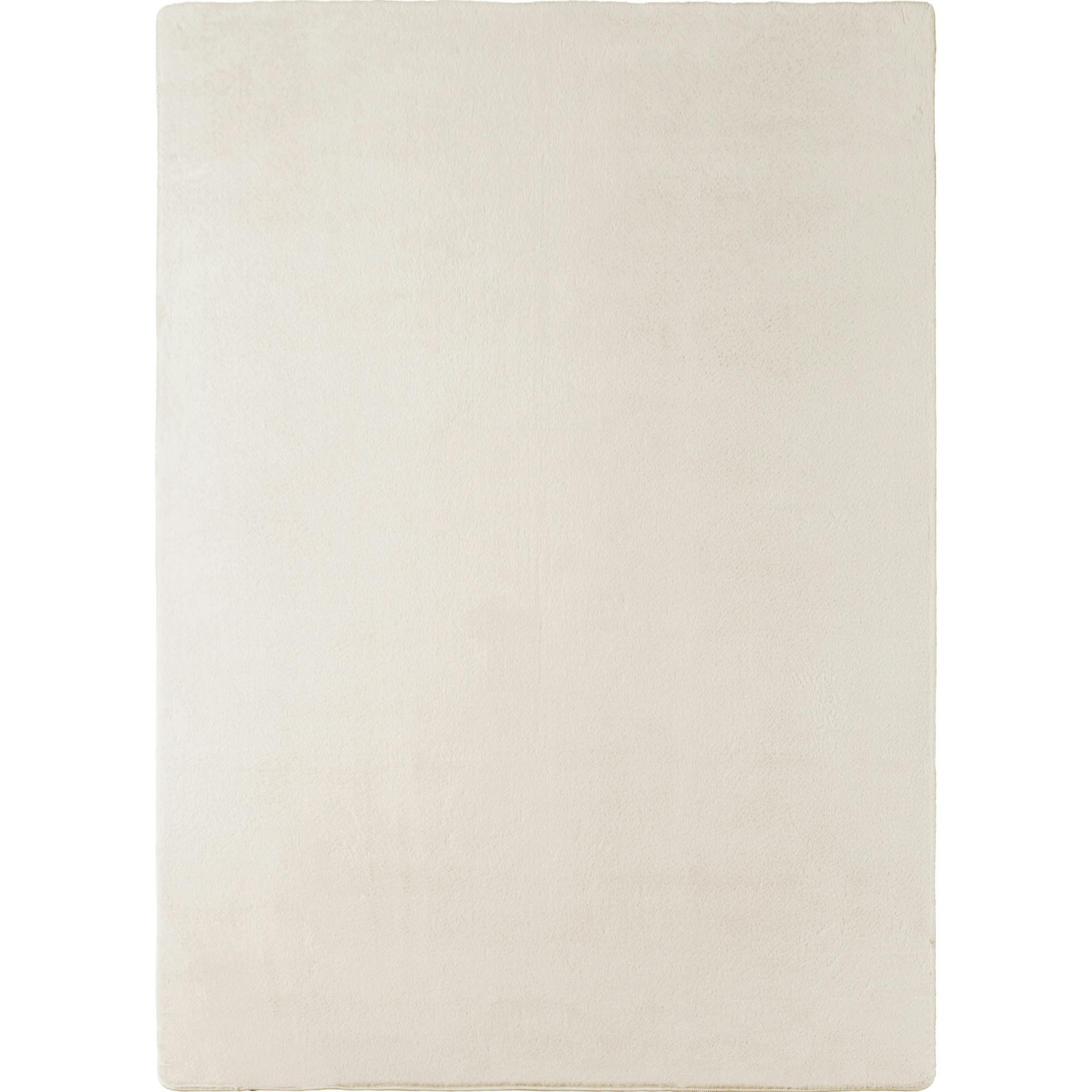 Teppich Kurzflor Unifarben Polyester Antirutsch Wohnzimmer Creme ...