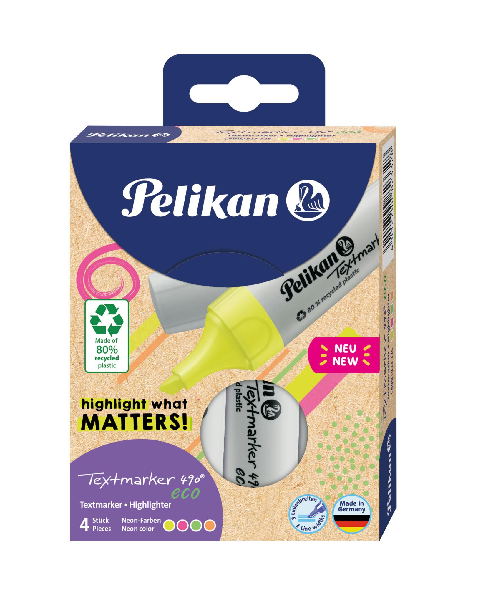 Pelikan Textmarker 490 eco, 4 Stück(e), Grün, Orange, Pink, Gelb ...