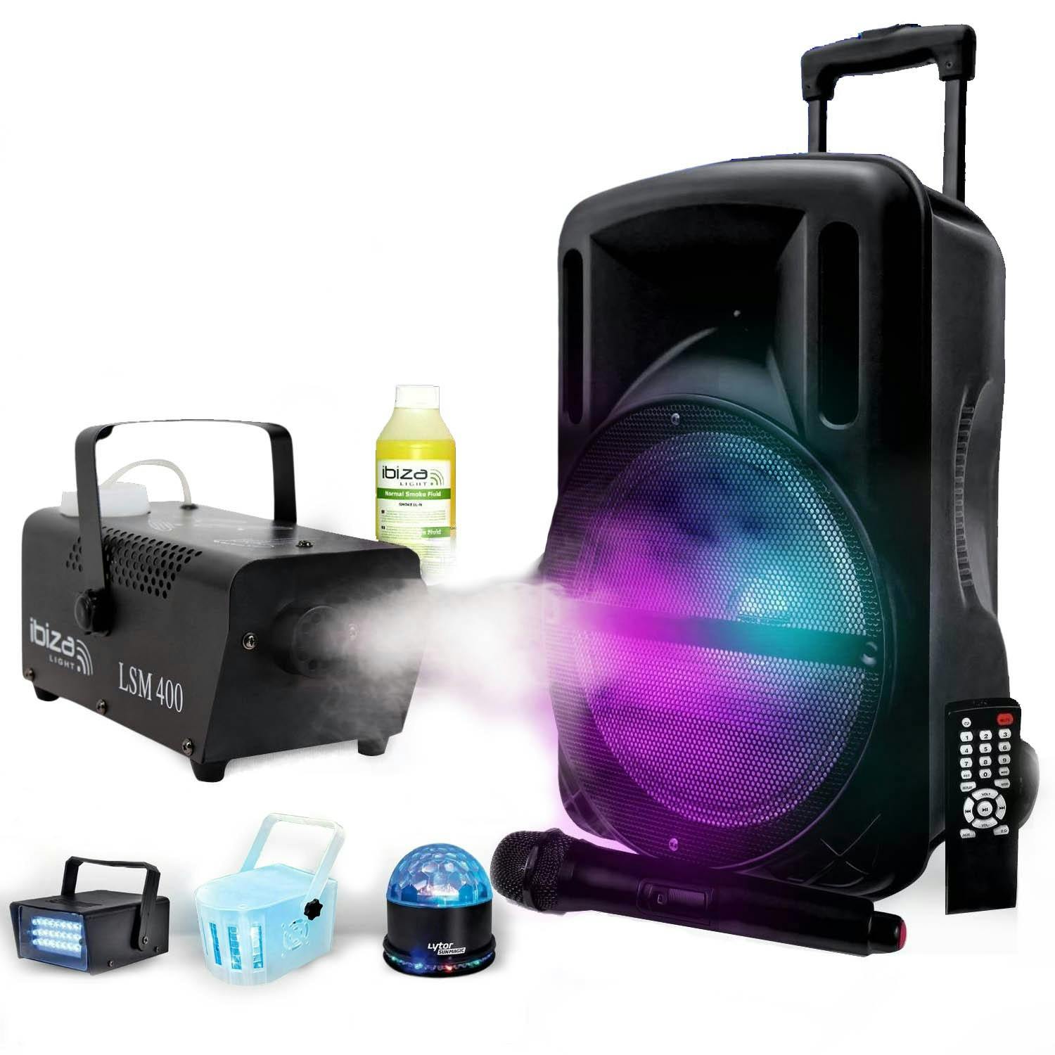 PACK SOIREES DJOON 500W USB + PACK DERBY LEDs + machine à fumée | METRO