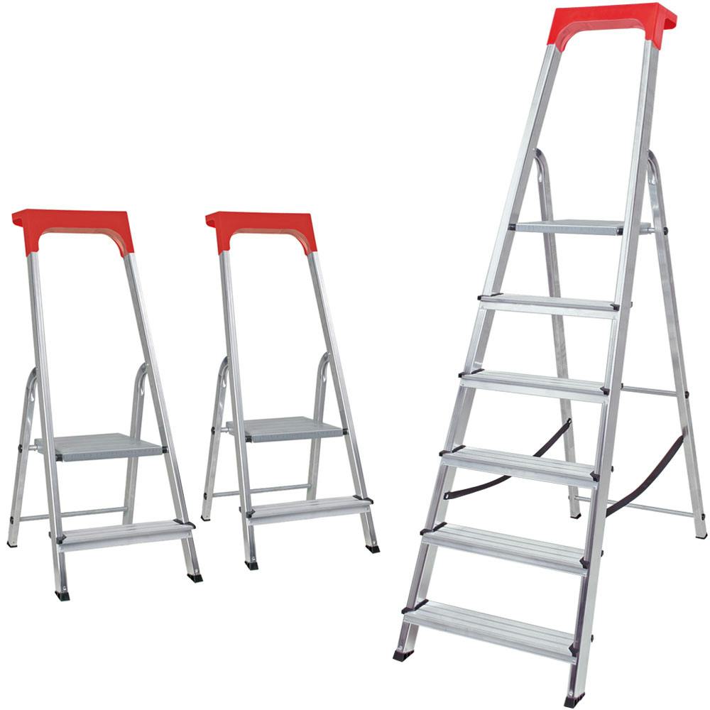 3 Alu-Stufenleitern, 2x Stufenleiter mit 2 Stufen + 1x Stufenleiter mit ...