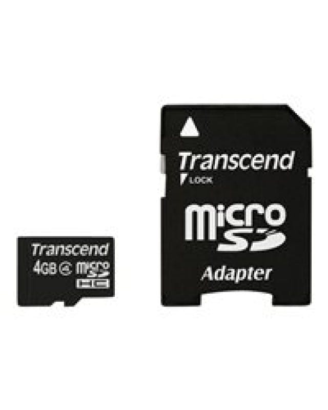 Transcend TS4GUSDHC4 Flash-Speicherkarte microSDHC SD-Adapter inbegriffen 4GB Class 4 microSDHC ...